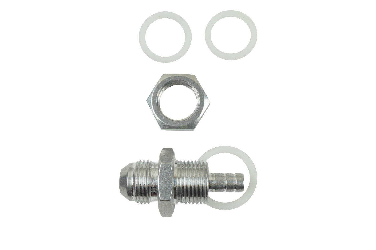 -8AN Straight to 5/16" Hose Barb Double Fuel Pump Tank Fitting Bulkhead ...
