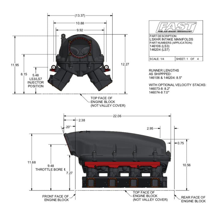 FAST LSXHR Rectangular Port Intake Manifold LS3 L99 L92 – ICT Billet