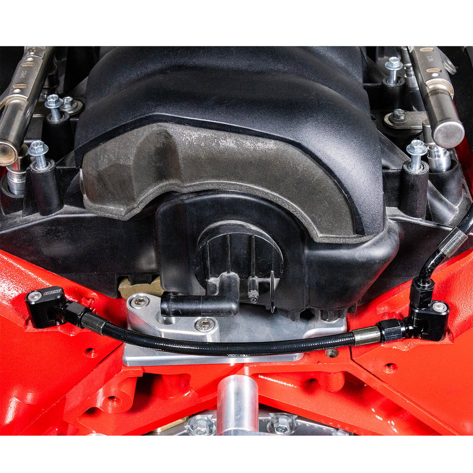 LS Low Profile Intake Cylinder Head Coolant Steam 4 Port Crossover Hos ...