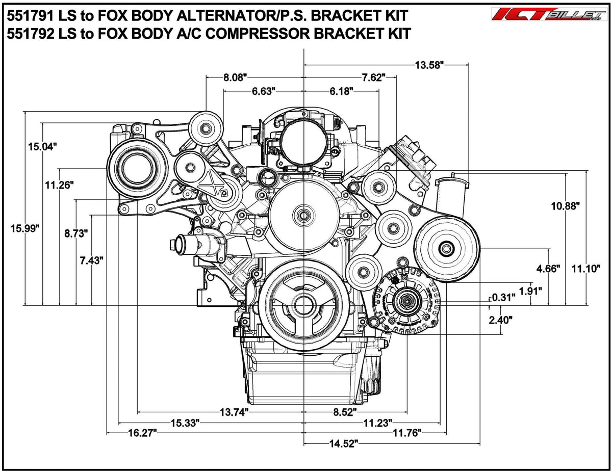 LS OEM Fox Body A/C Compressor Alternator Power Steering Bracket Swap ...