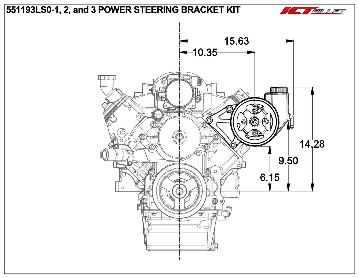LS Saginaw Type-2 Power Steering Pump Bracket Kit for Corvette Spacing ...