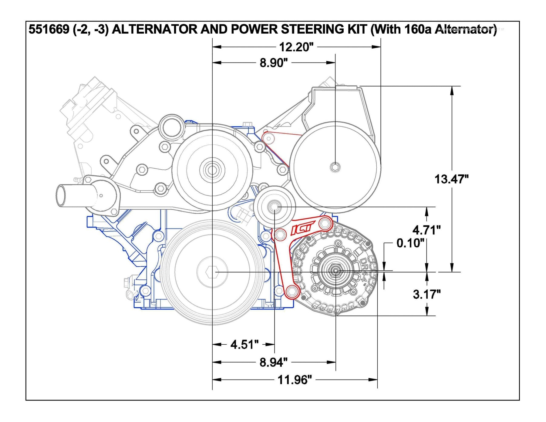 LS Truck Low Mount Alternator Power Steering Pump Bracket LSX LS3 LQ4 ...