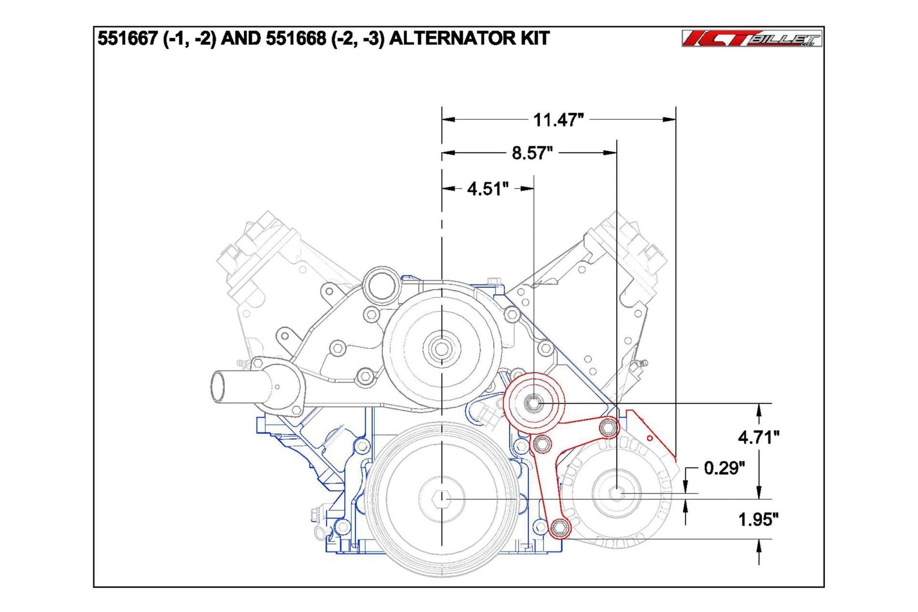 LS1 Camaro - Billet Low Mount Alternator Bracket Kit w/ Pulley | 551668 ...