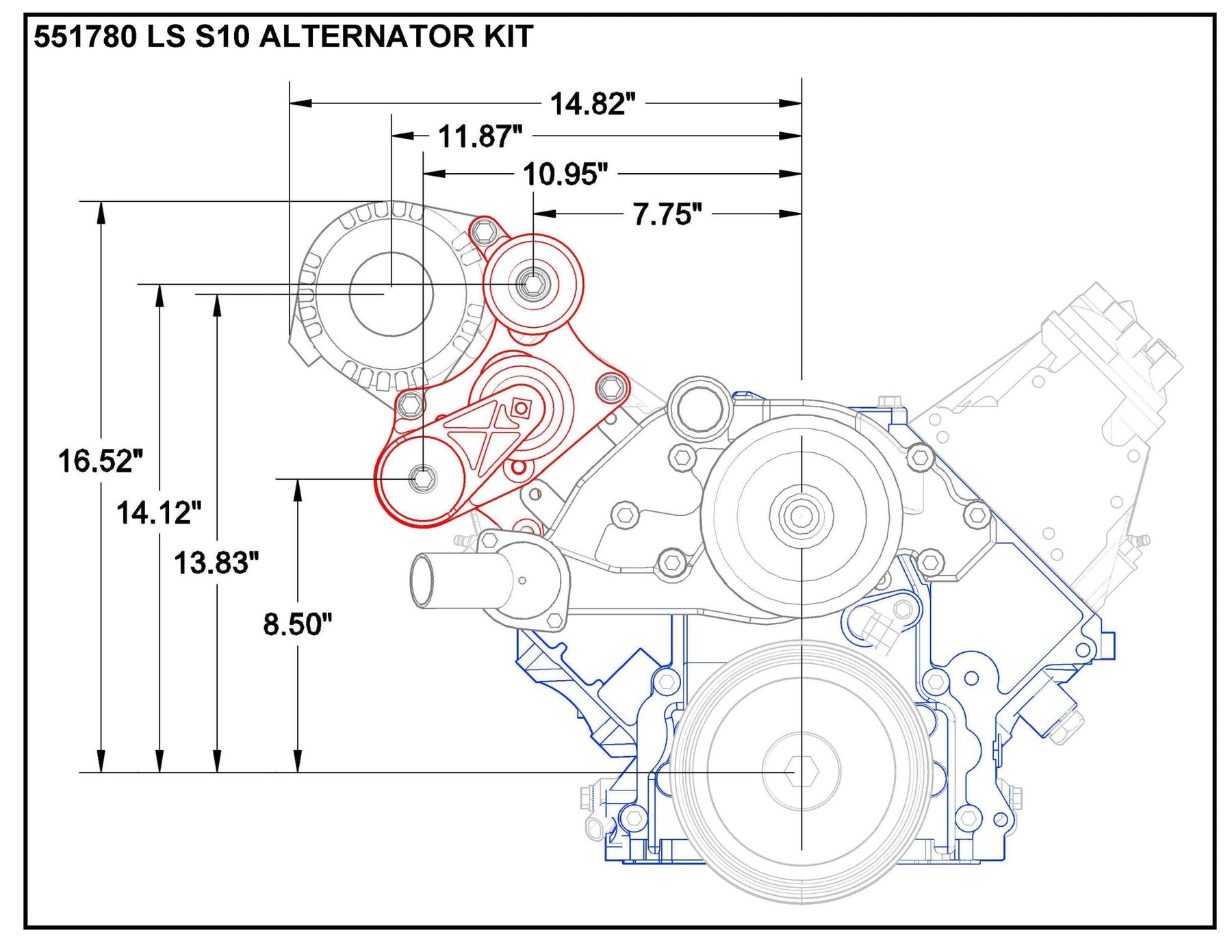 LS1 Camaro LS high mount Alternator Bracket LS3 LSX LQ4 LQ9 4.8L 5.3L 6 ...