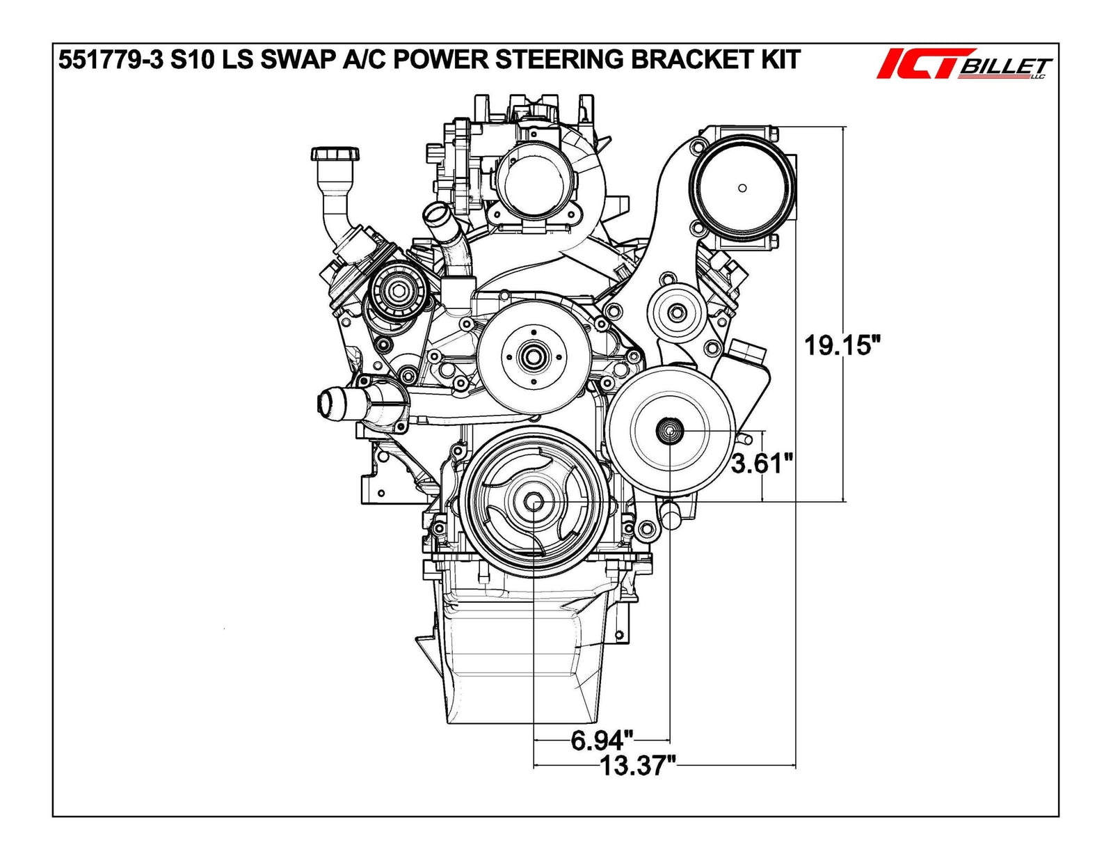 S10 LS Swap A/C Compressor and Power Steering Bracket LS1 LS3 LSX LQ4 ...